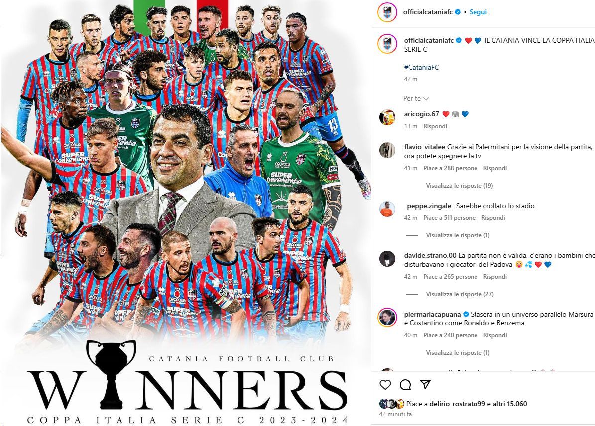 Finale Coppa Italia Serie C: Catania-Padova LIVE | Calciomercato